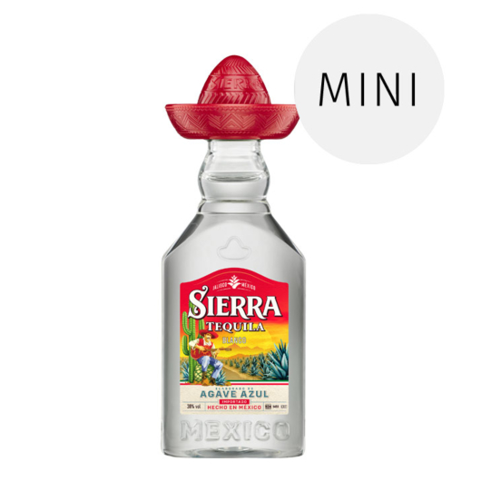 Mexikanischer Sierra Tequila Silver 0,05 Liter mit rotem Hut | mySpirits.eu